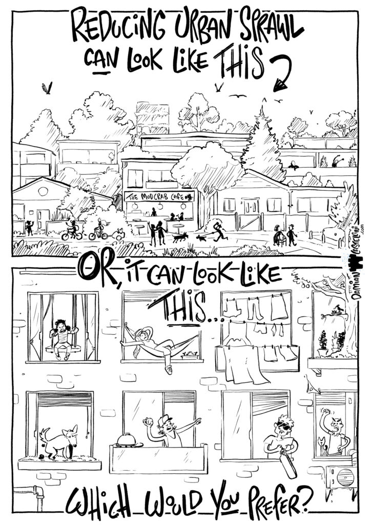 Reducing Urban Sprawl – A community cartoon – Damian Castellini